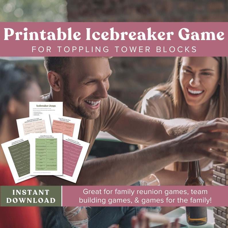 Printable Icebreaker Game. Tumbling Tower Game for Family Game Night or ...