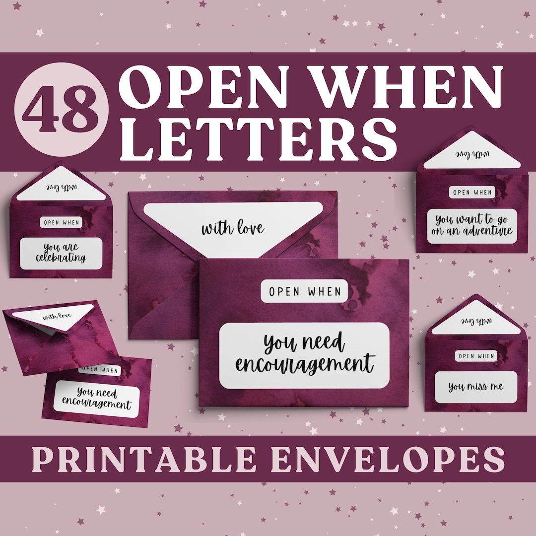 48 Printable Open When Letters for Boyfriend or Girlfriend. Open When ...
