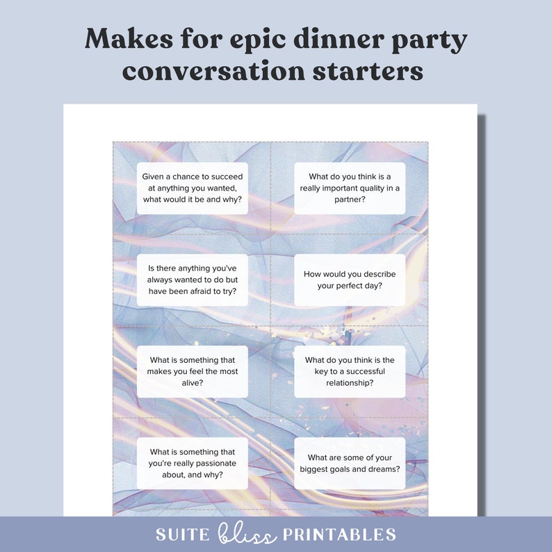 Printable Get to Know You Game: 100 Couple Conversation Cards. Epic ...