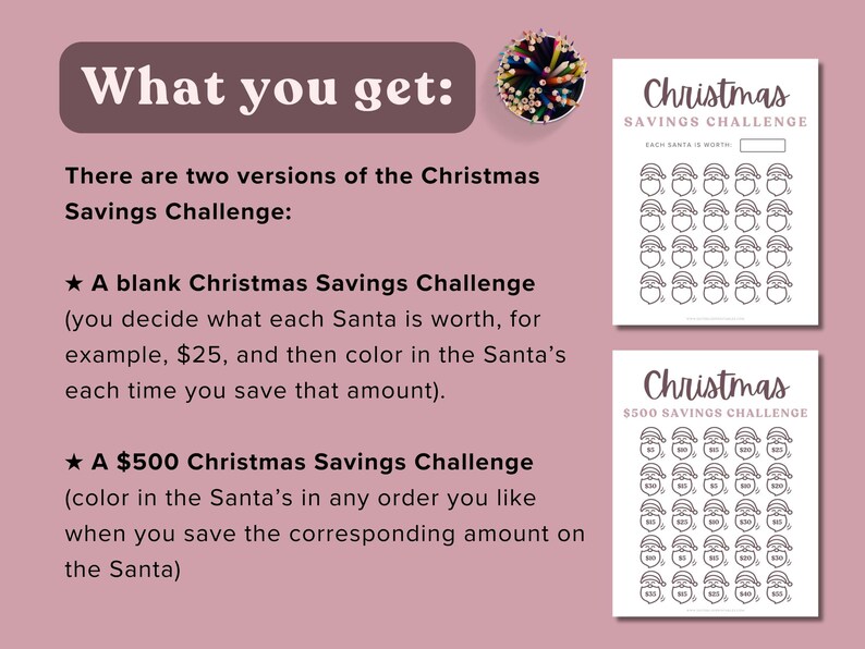 Christmas Savings Challenge Tracker: Santa Theme (printable PDF) - Etsy