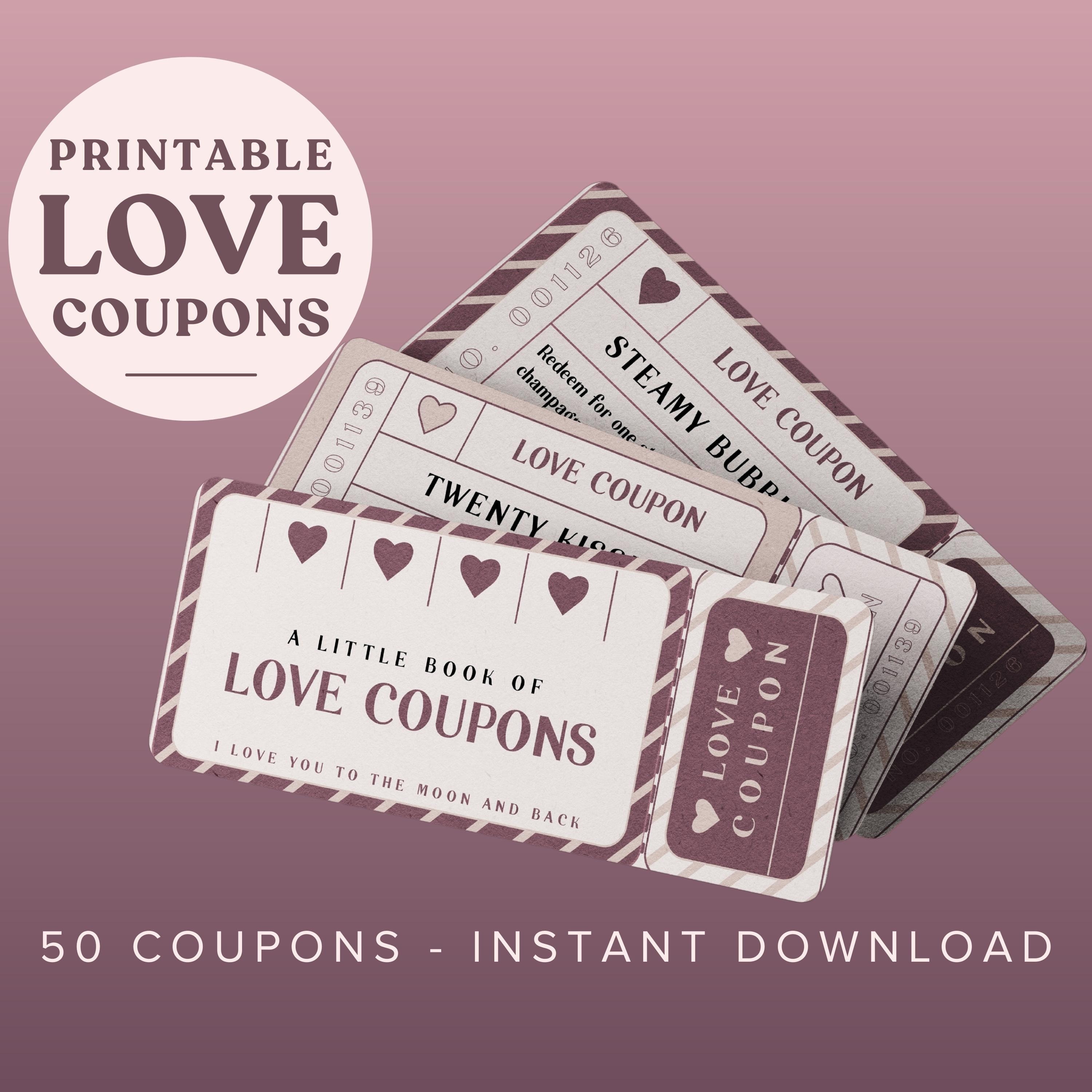 Printable Love Coupons. 50 Coupons/naughty Coupon Book. Perfect as ...