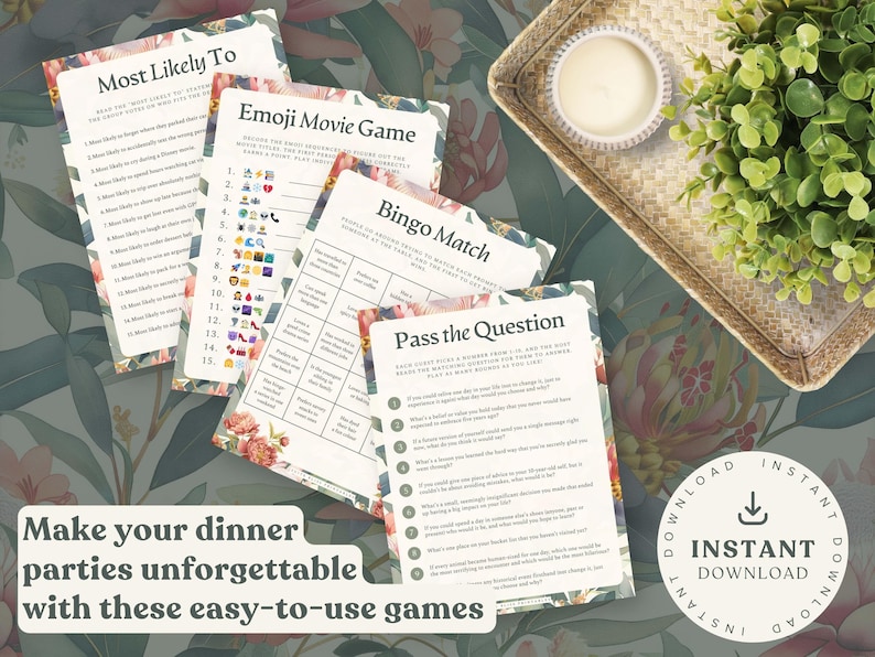 Dinner Party Games: 10 Fun Table Games, Icebreaker (PDF) - Etsy