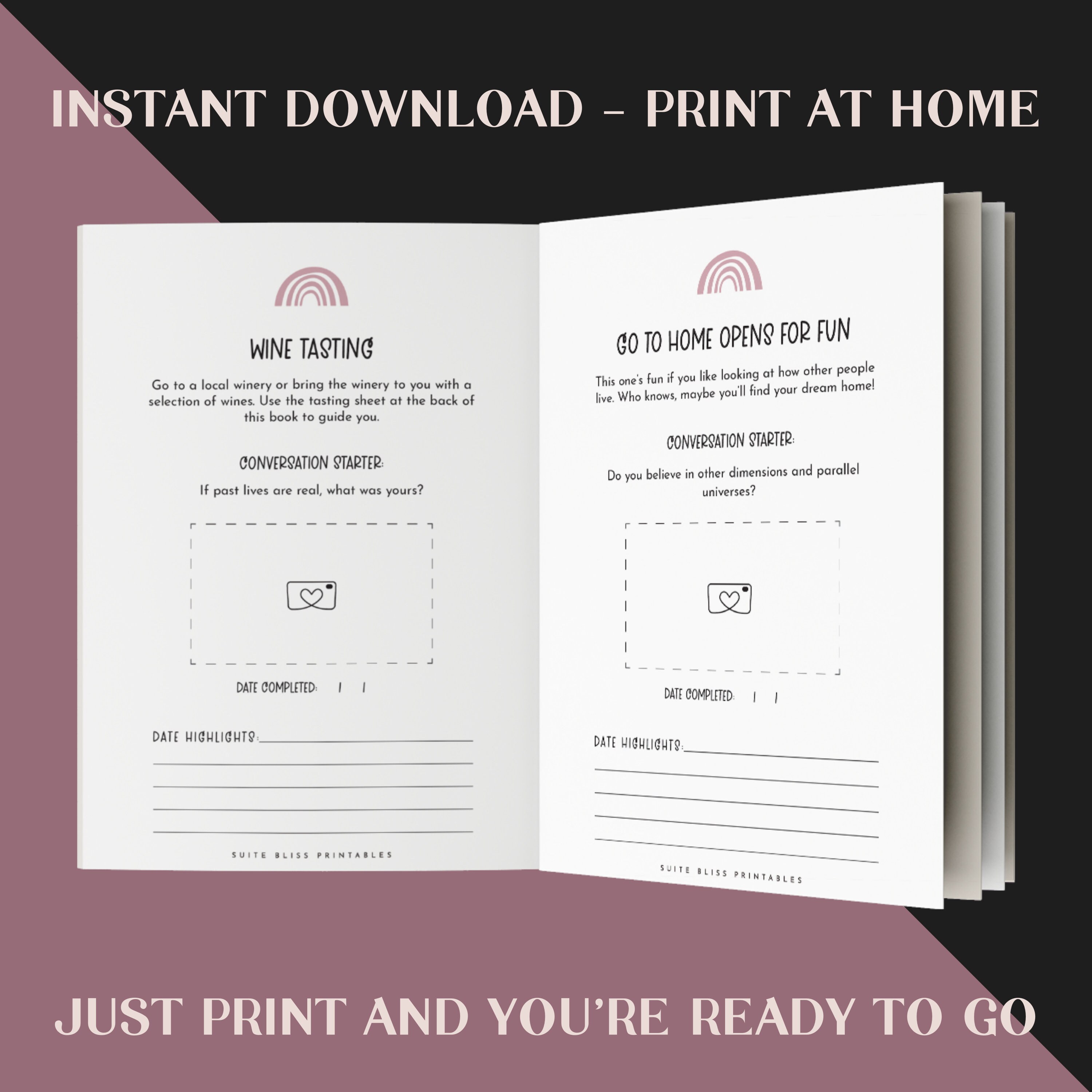Printable Date Night Ideas Book PART 2 52 Date Ideas for You & Your Boo ...