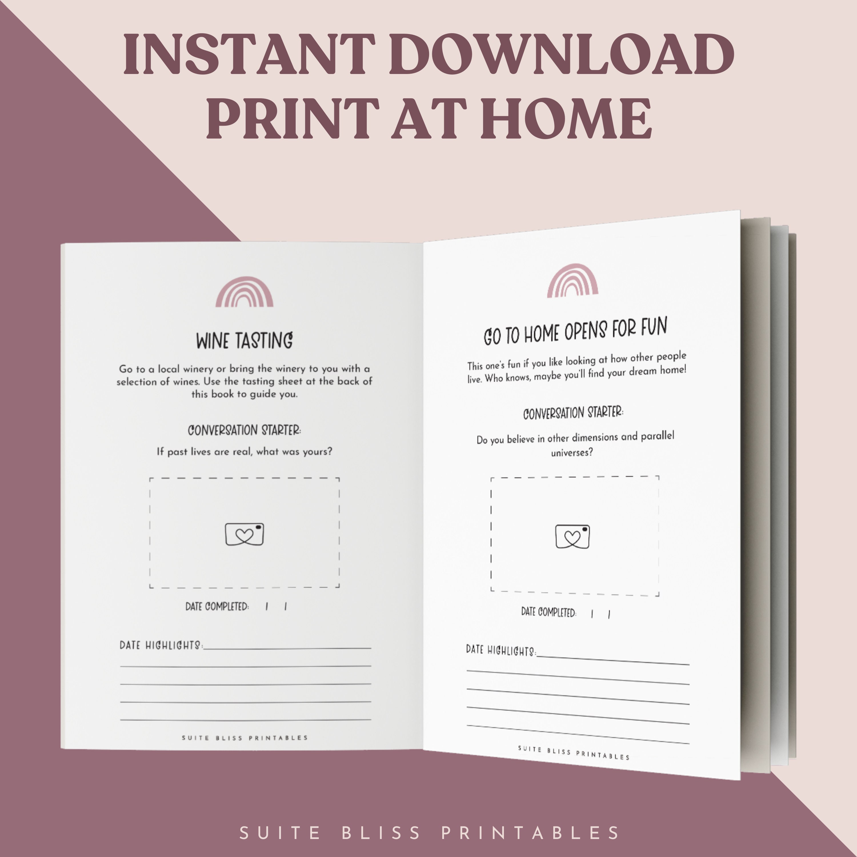 Printable Date Night Ideas Book BUNDLE. A Date Night Box & - Etsy