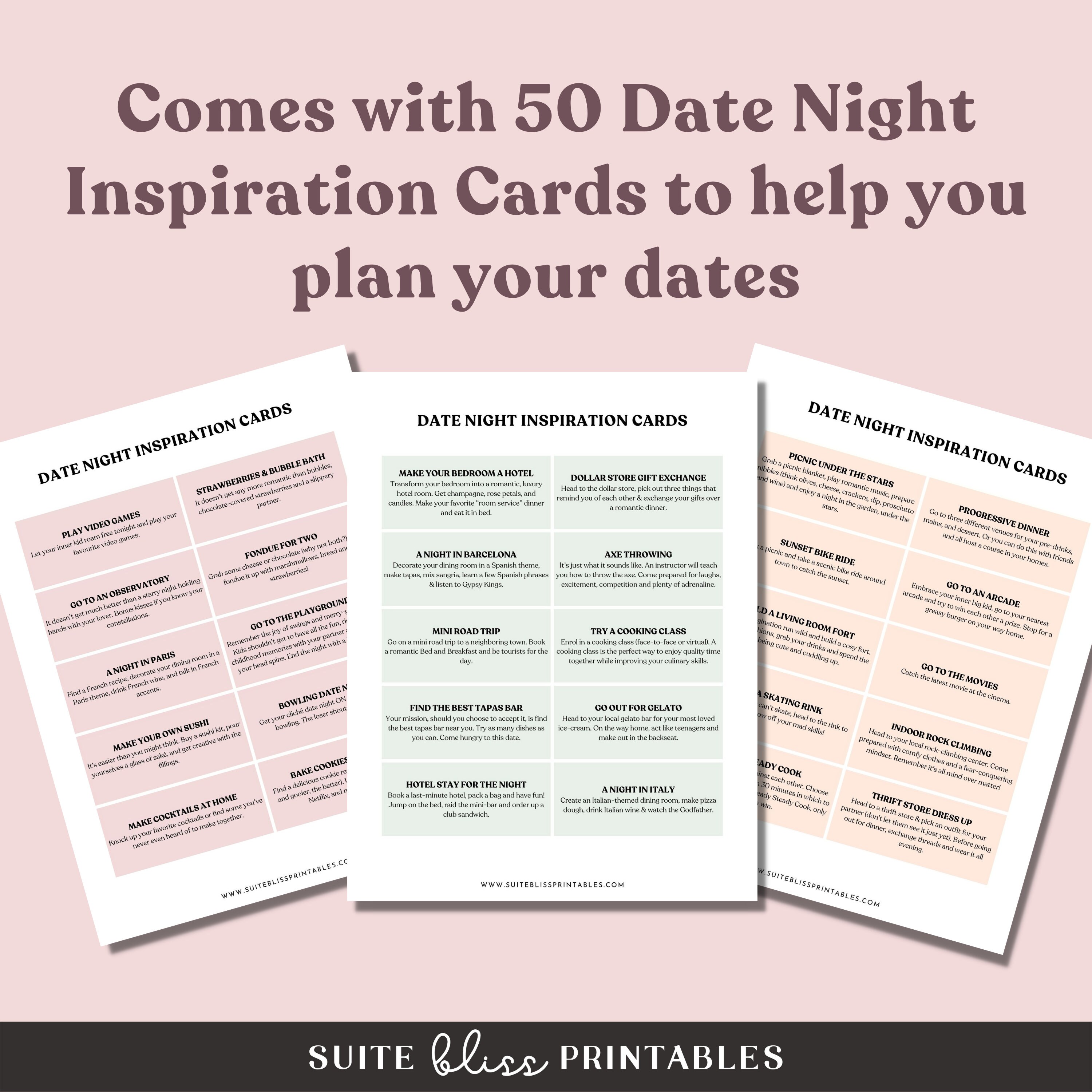 Printable Monthly Date Night Planner. Plan a Year of Dates With Date ...