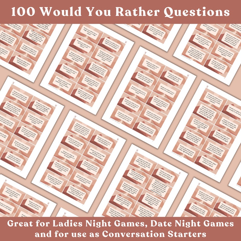 Printable Would You Rather Game: 100 Funny Questions (digital Download ...