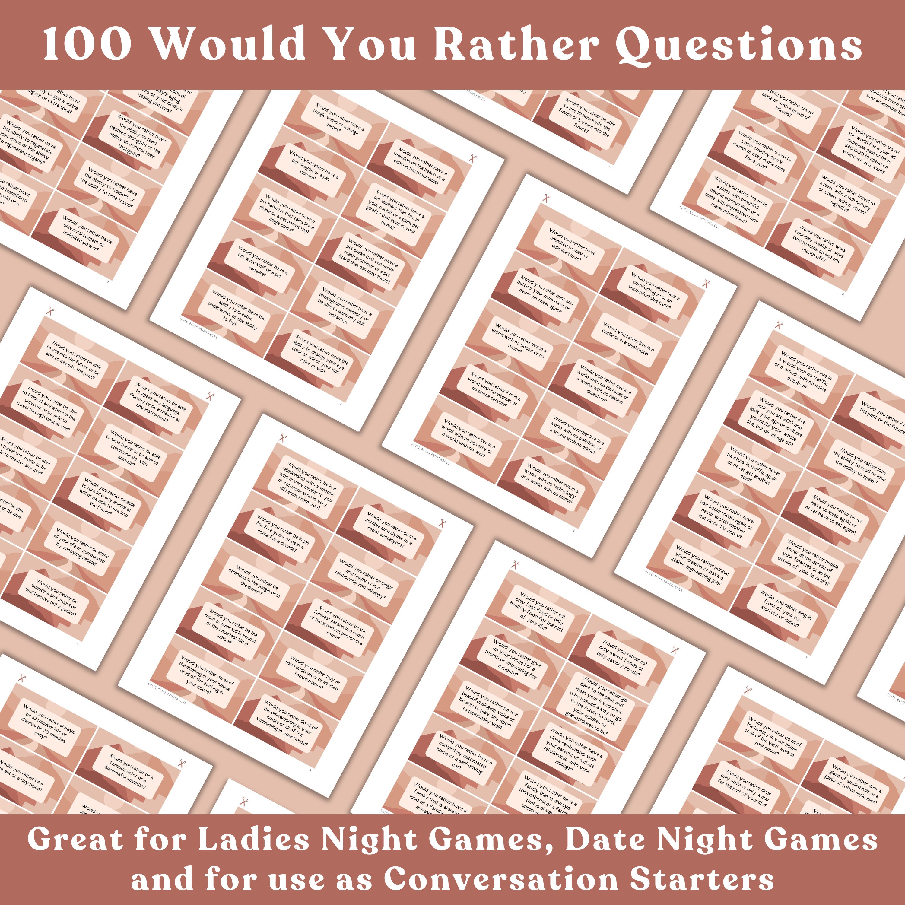 Printable Would You Rather Game. 100 Funny Would You Rather Questions ...