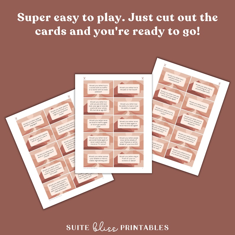Printable Would You Rather Game. 100 Funny Would You Rather - Etsy ...