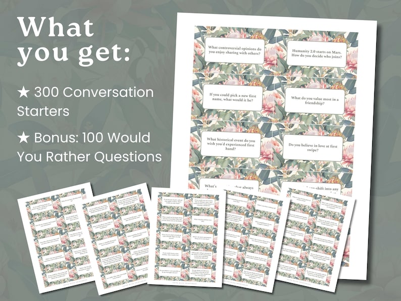 300 Conversation Starters | Get to Know You Game | Table Topics | Table ...