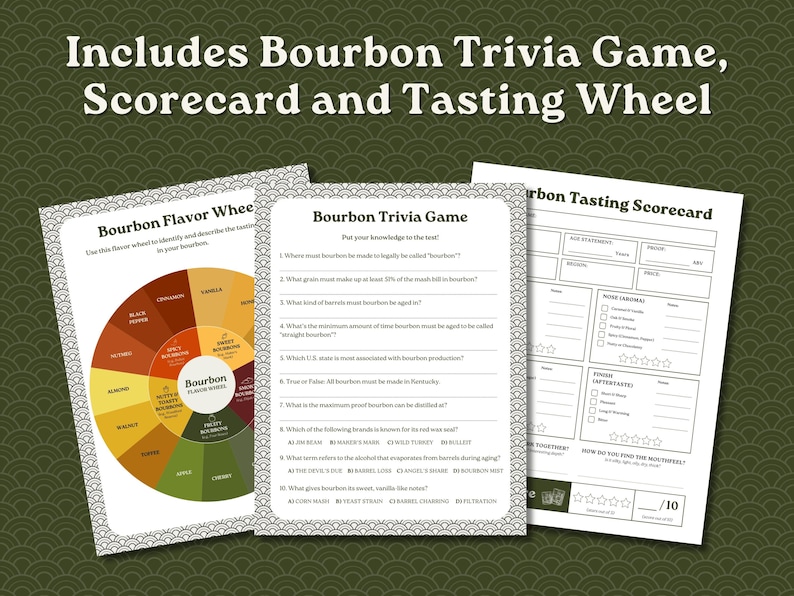 Printable Bourbon Tasting Guide: Whiskey Trivia & Scorecard (PDF) - Etsy