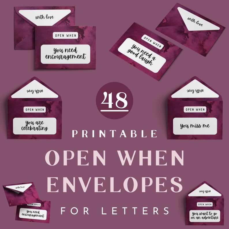 48 Printable Open When Letters for Boyfriend or Girlfriend. | Etsy