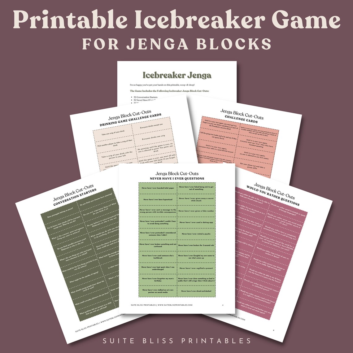 Printable Icebreaker Game. Tumbling Tower Game for Family Game - Etsy