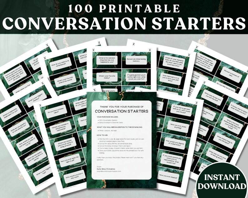 100 Printable Conversation Cards for Couples & Friends. - Etsy
