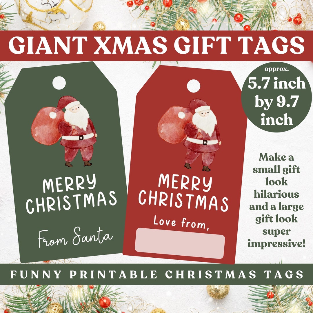 Printable Giant Christmas Gift Tag Approx. 5.7” X 9.7”. Digital ...