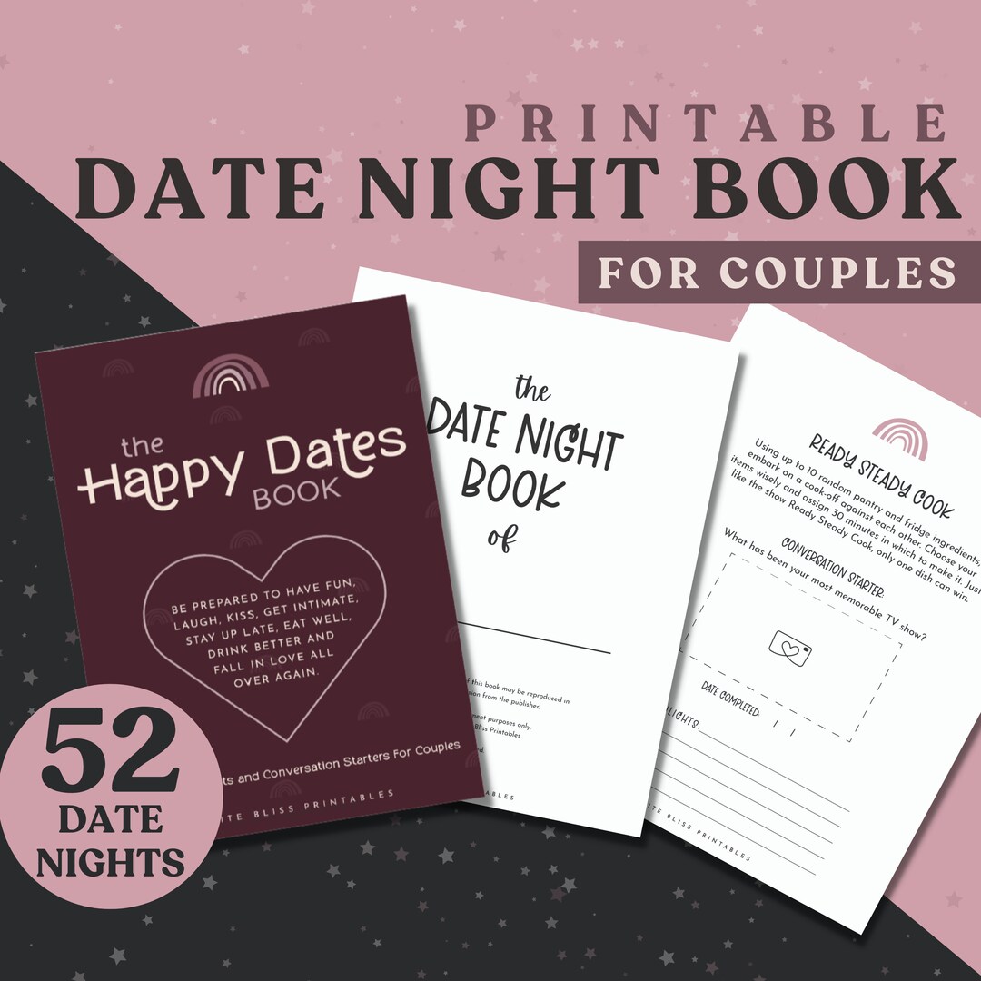Printable Date Night Ideas Book (52 Dates) A Date Night Jar & Date ...