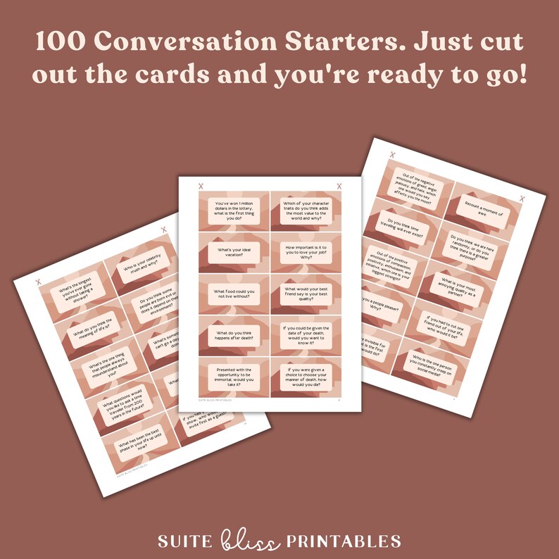 100 Printable Conversation Cards for Couples & Friends. Conversation ...