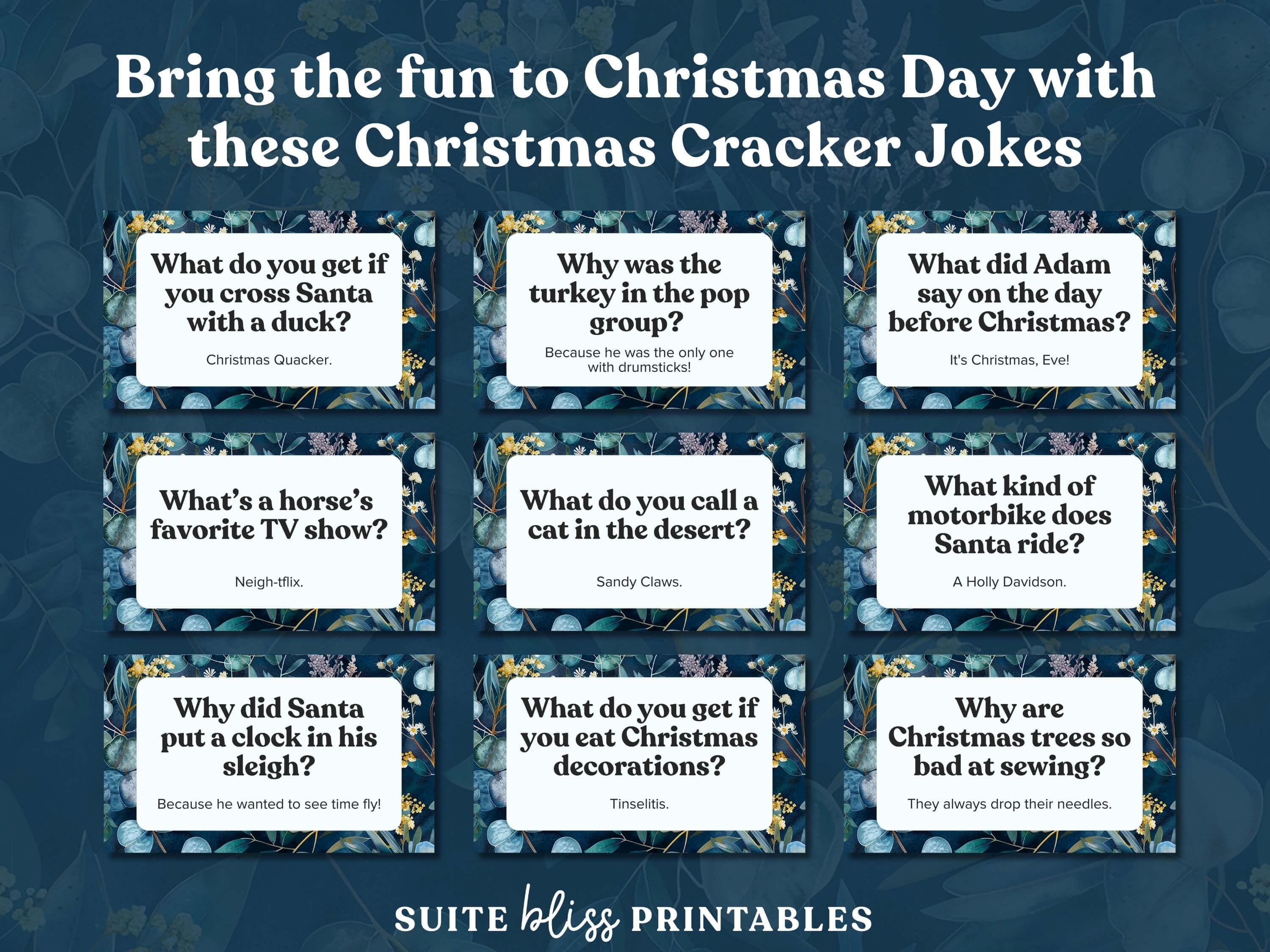 50 Christmas Cracker Jokes: Printable Riddles (PDF) - Etsy