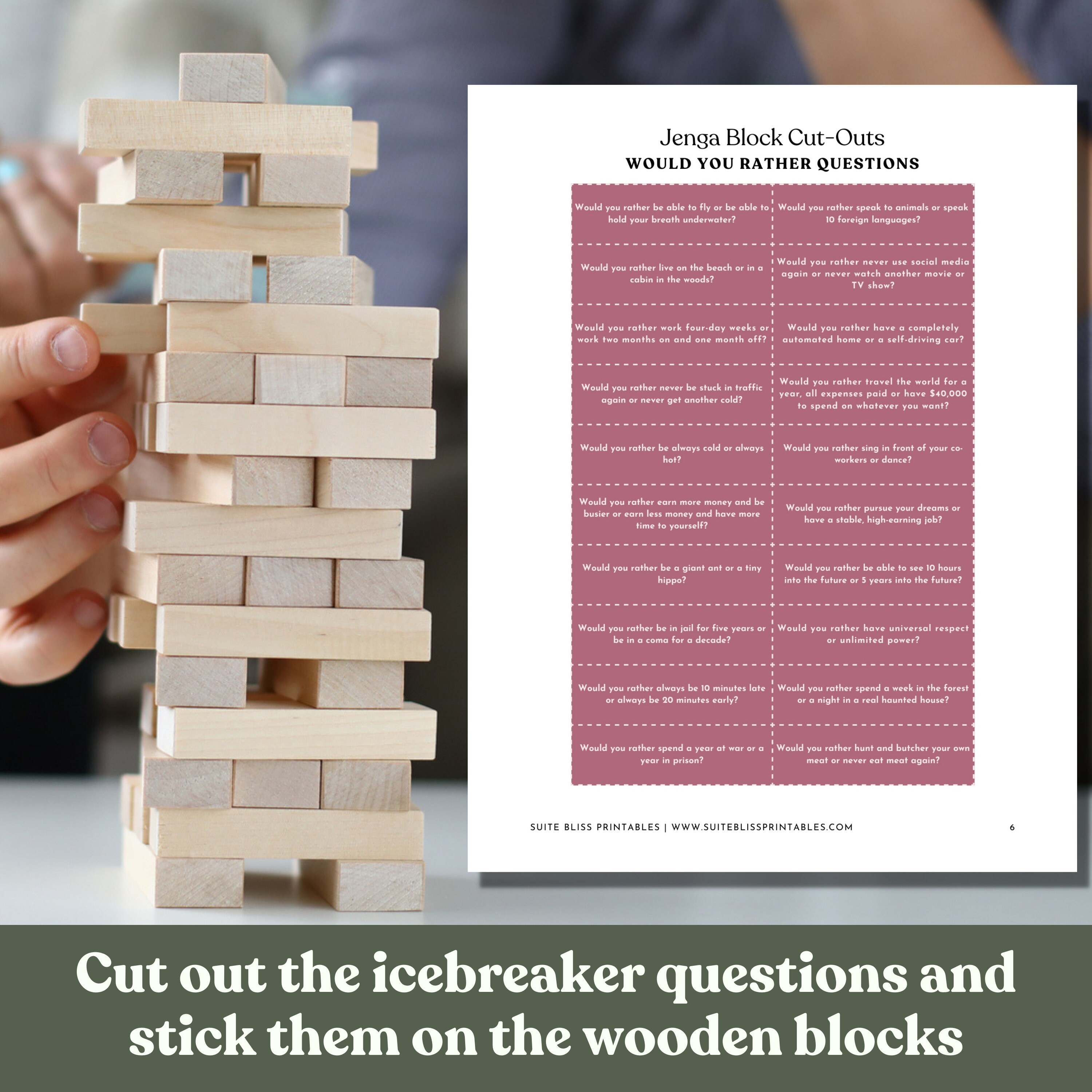 Printable Icebreaker Game. Tumbling Tower Game for Family Game - Etsy