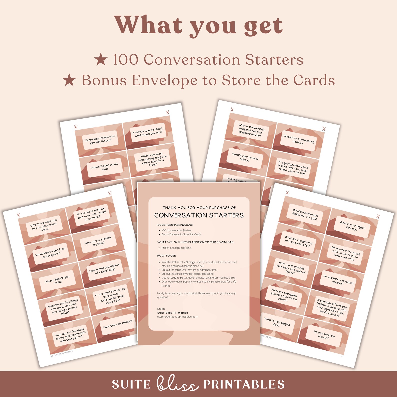 100 Printable Conversation Cards for Couples & Friends. Conversation ...