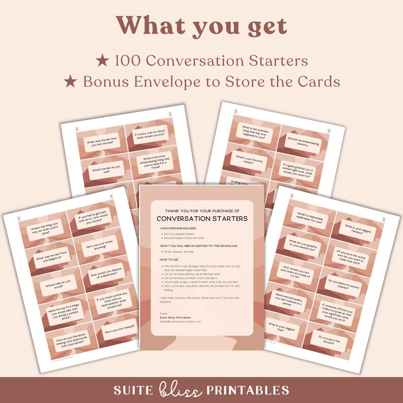 100 Printable Conversation Cards for Couples & Friends. Conversation ...