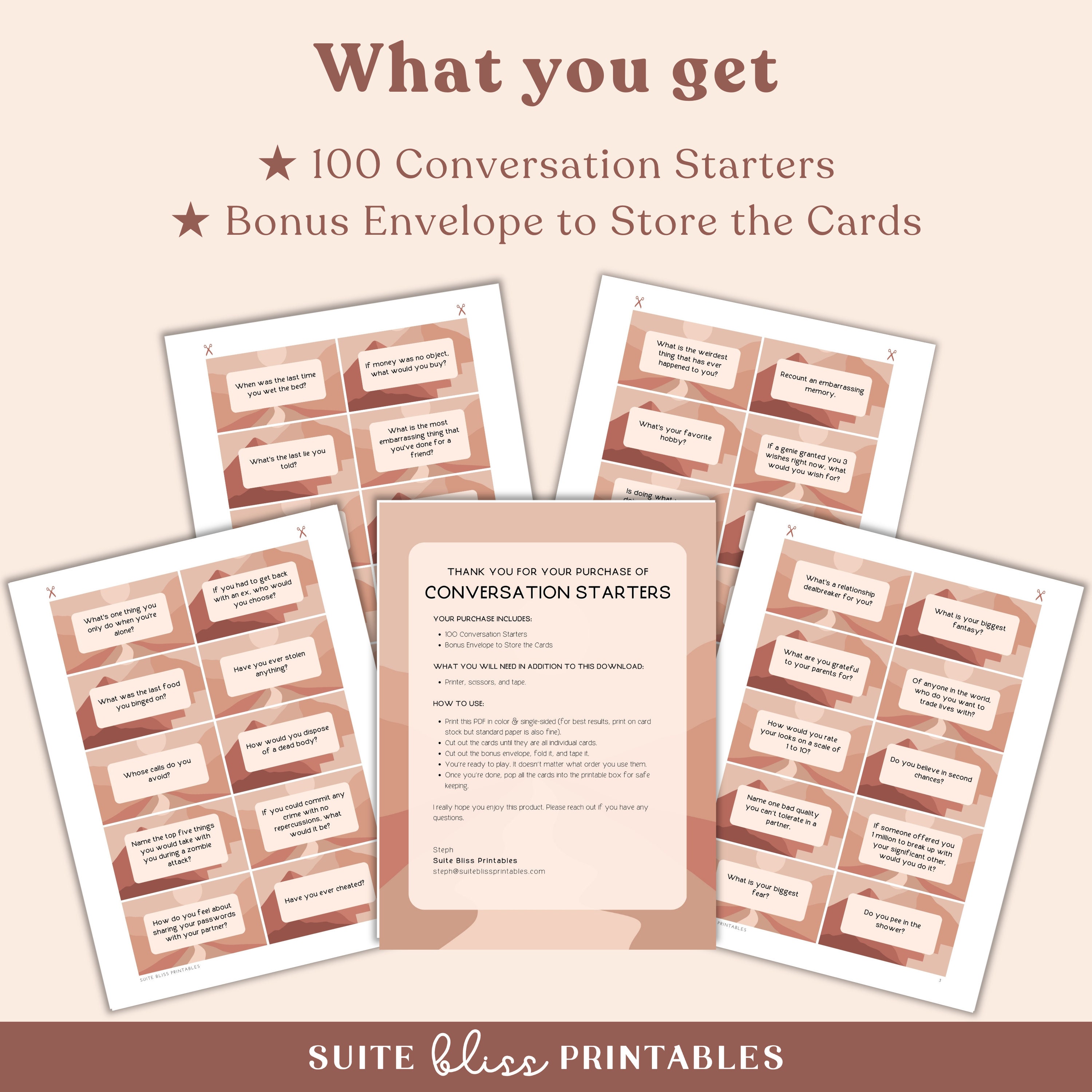 100 Printable Conversation Cards for Couples & Friends. Conversation ...