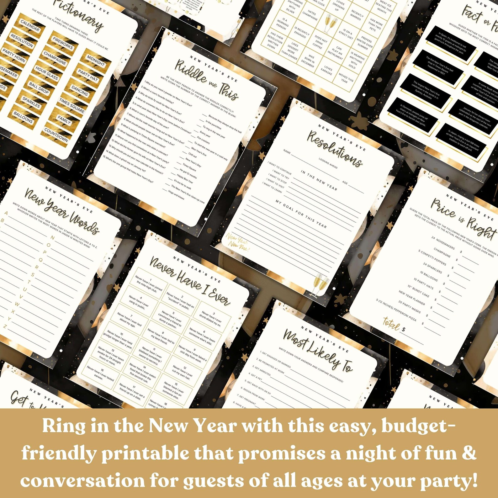 New Years Games Printable for Adults | New Years Eve Game Night | New ...