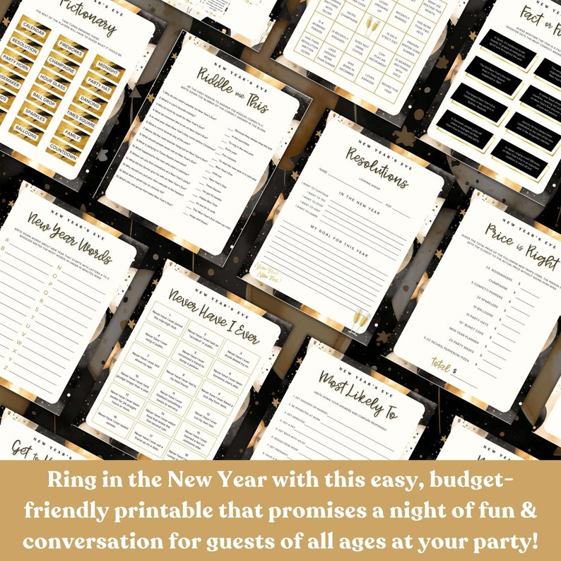 New Years Games Printable for Adults | New Years Eve Game Night | New ...