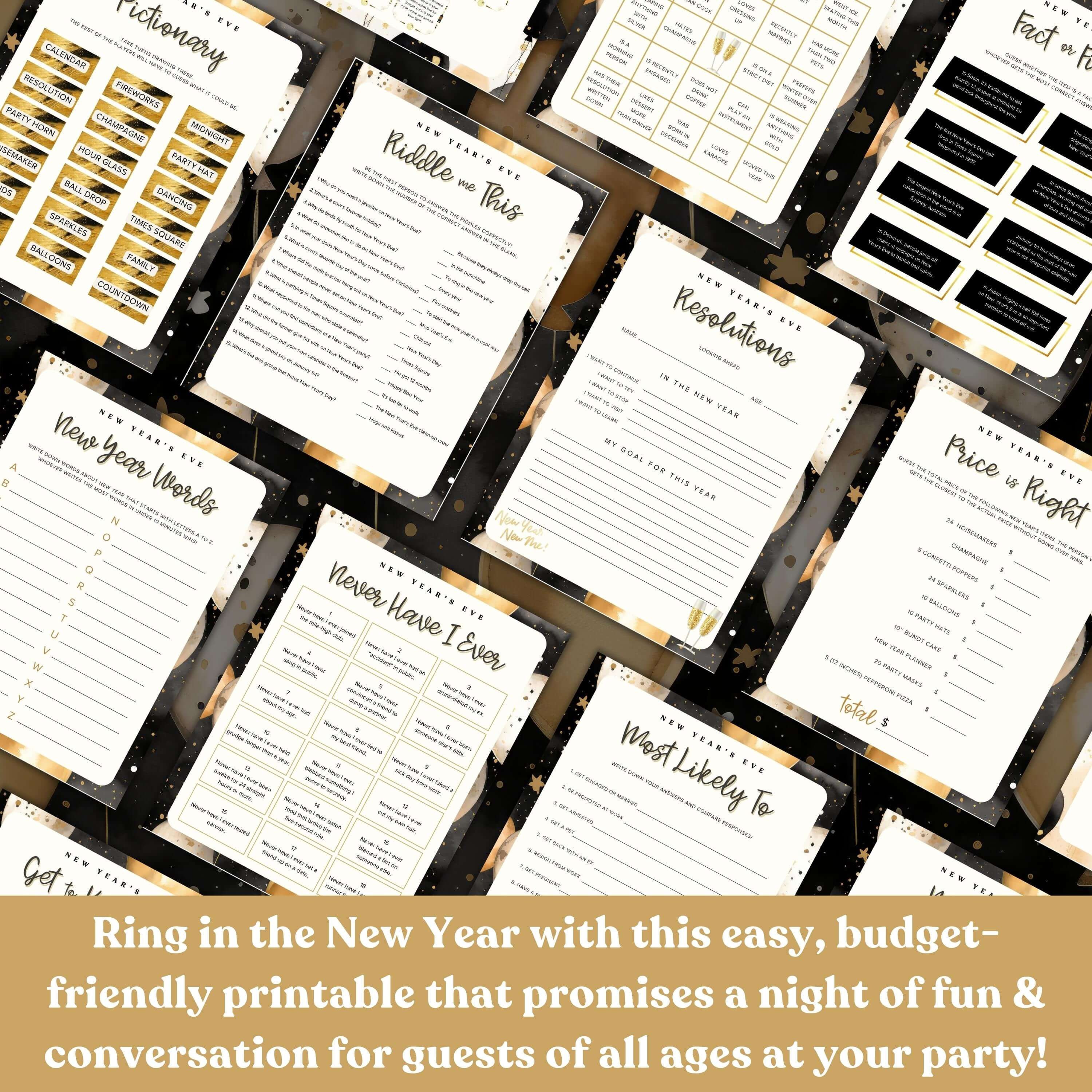 New Years Games Printable for Adults New Years Eve Game Night New Years ...