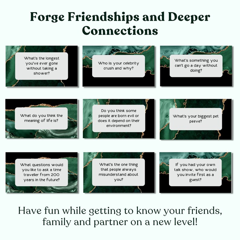 100 Printable Conversation Cards for Couples & Friends. - Etsy