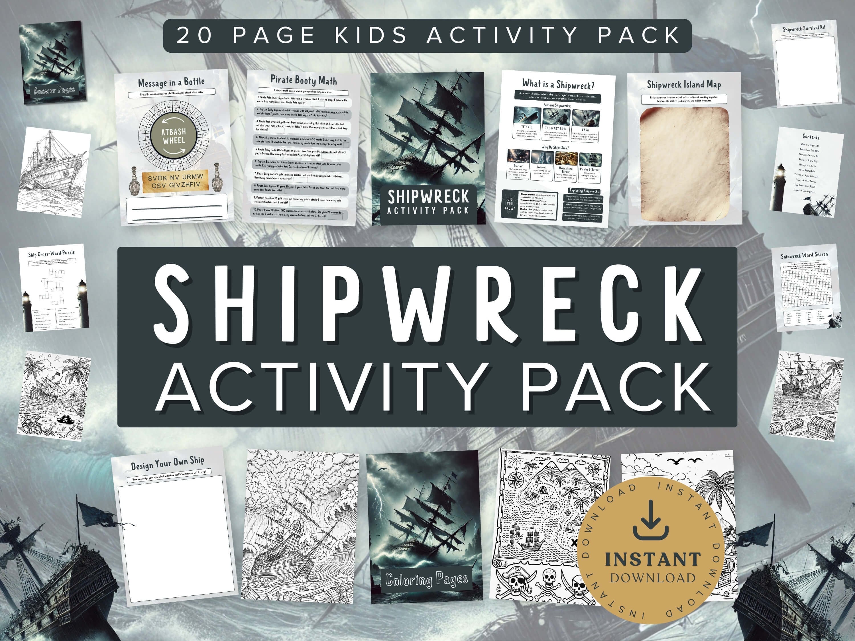Shipwreck Activity Pack I Printable Shipwreck Activity I Ship Coloring ...