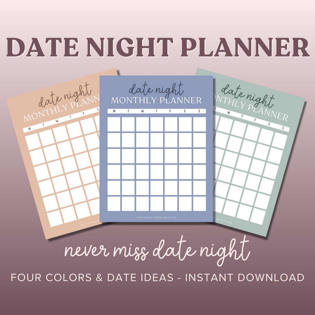 Printable Monthly Date Night Planner. Plan a Year of Dates With Date ...
