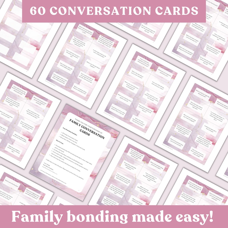 Family Conversation Starter Cards: Table Topics Game (digital Download ...