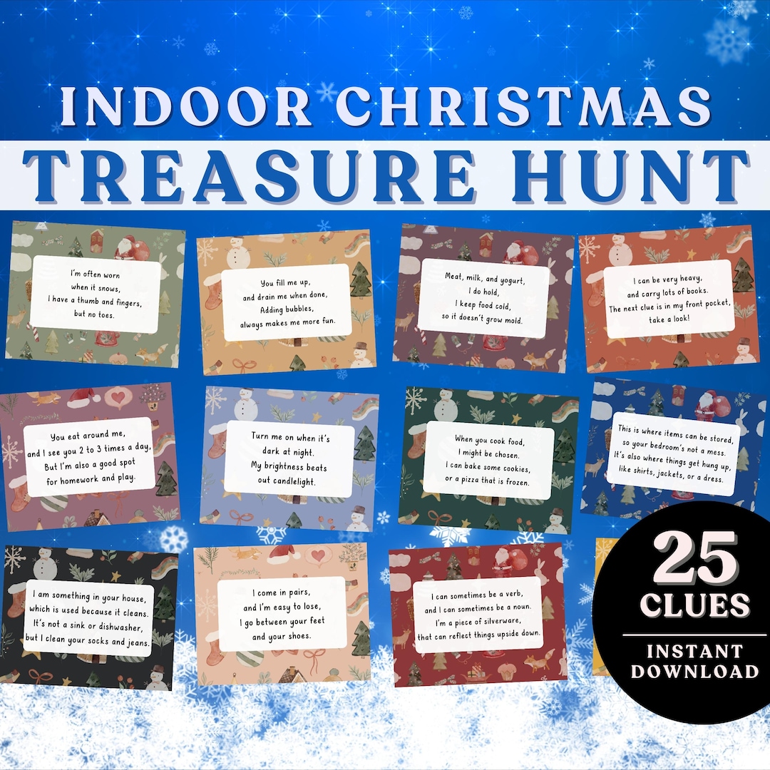 Christmas Treasure Hunt: 25 Printable Riddle Clues (digital Download ...