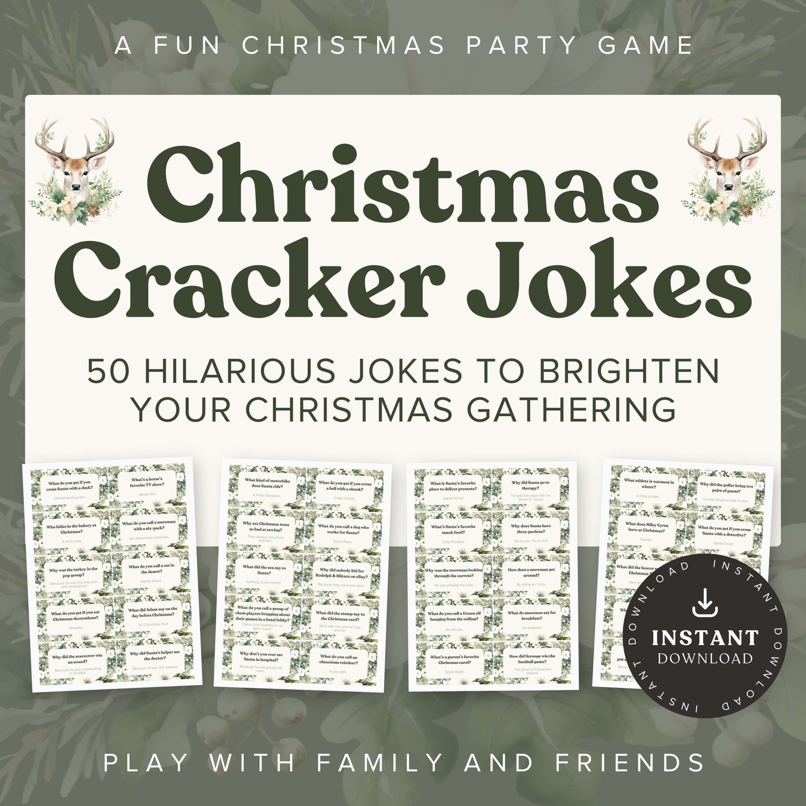 Christmas Cracker Jokes: 50 Printable Riddles (digital Download) - Etsy ...
