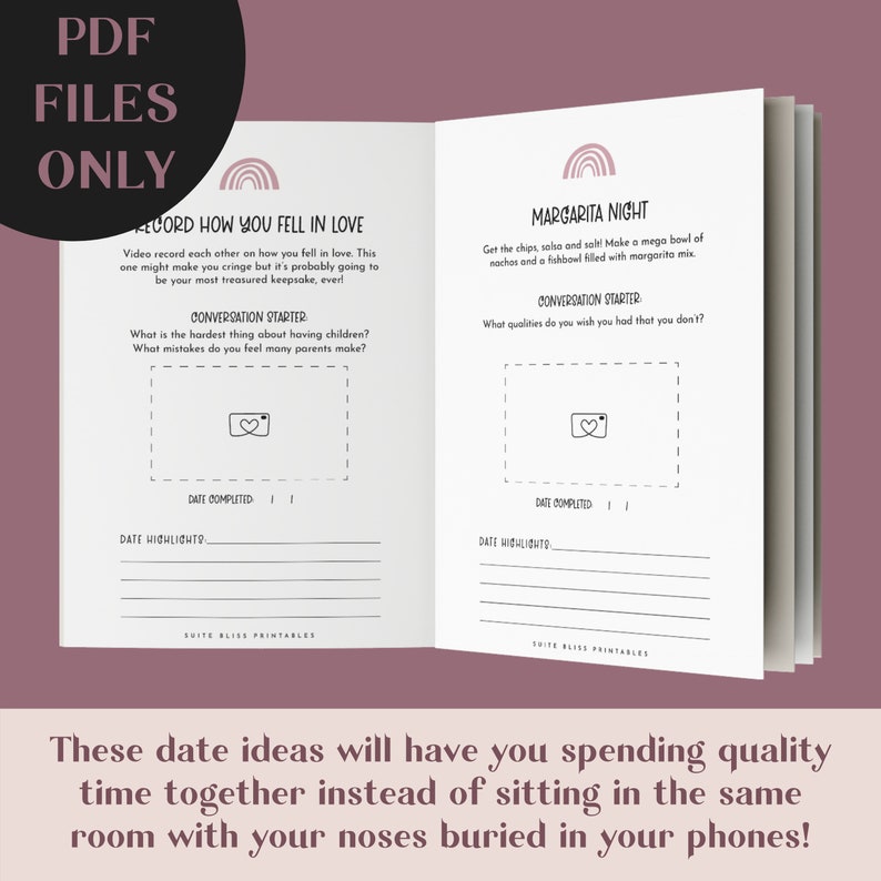 Printable Date Night Ideas Book 52 Dates A Date Night Jar & | Etsy