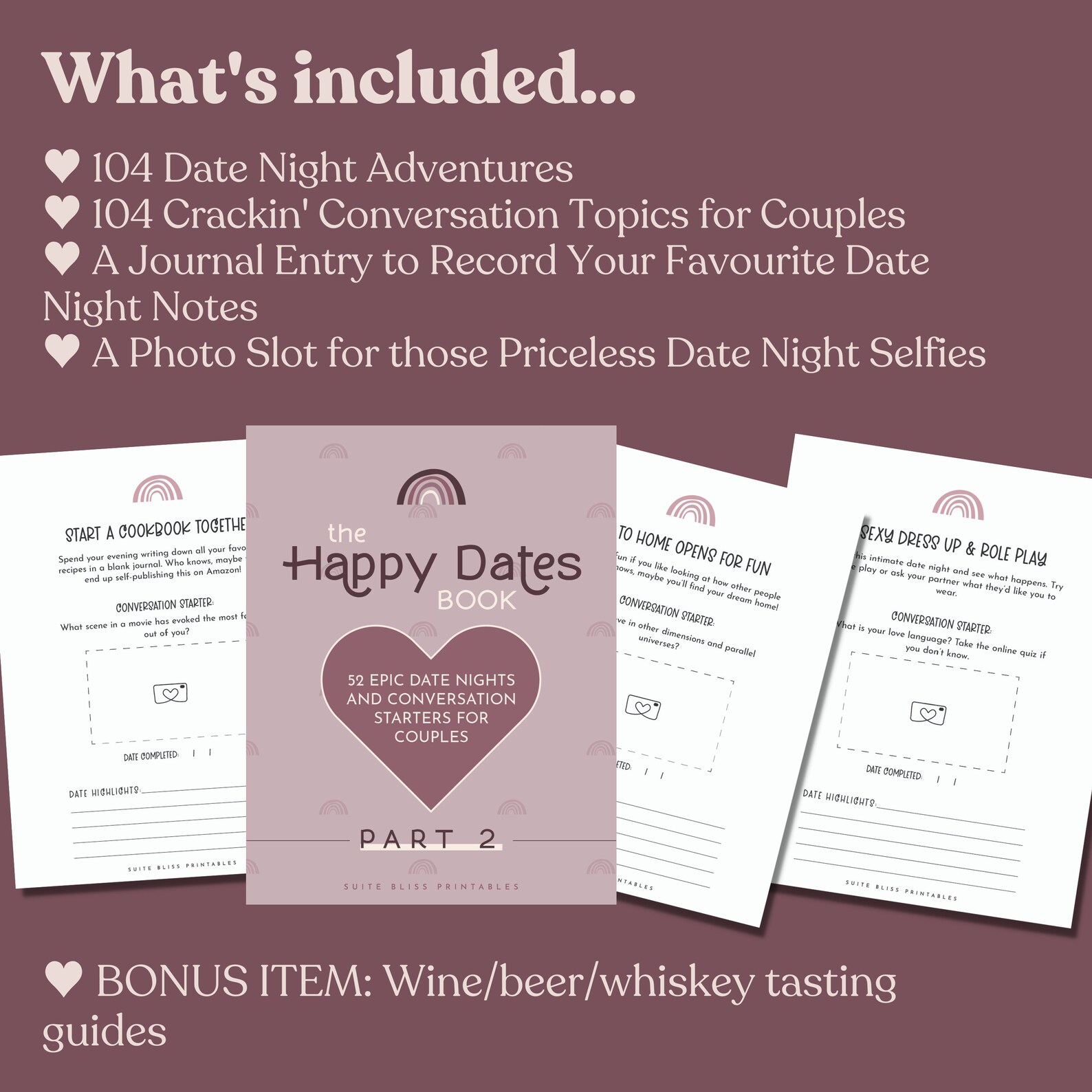 Printable Date Night Ideas Book BUNDLE. A Date Night Box & Date Night ...