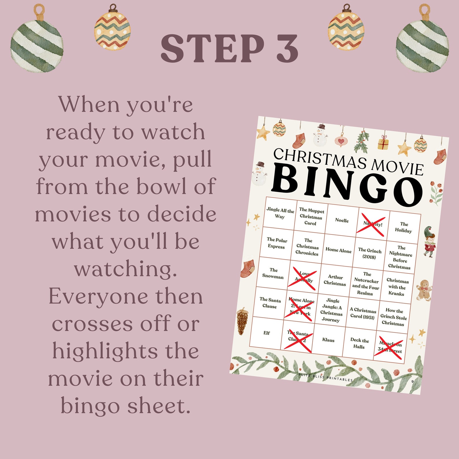 Printable Christmas Movie Bingo Game. Bingo Christmas Games for Family ...