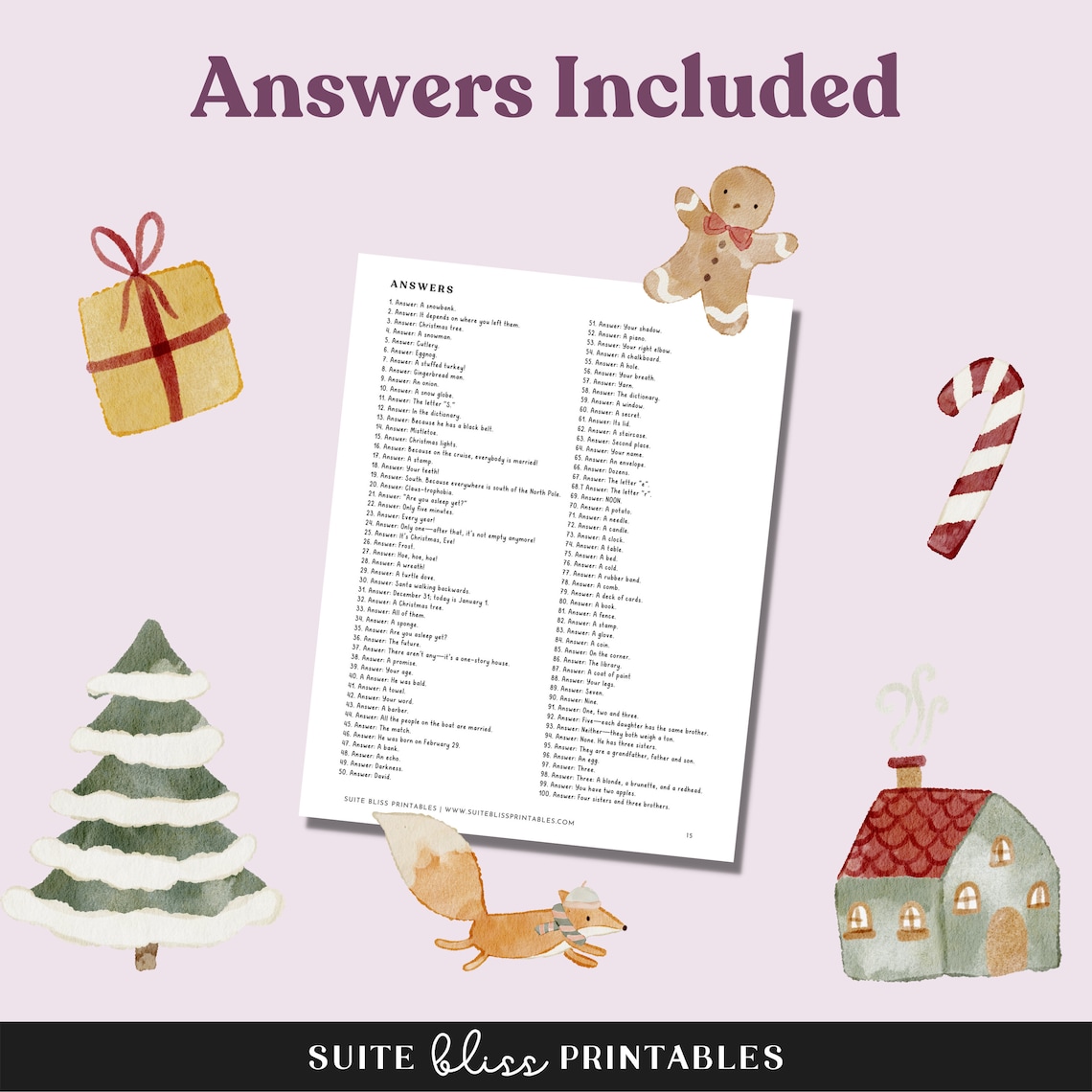 Printable Christmas Riddles Game: Family Fun (PDF) - Etsy
