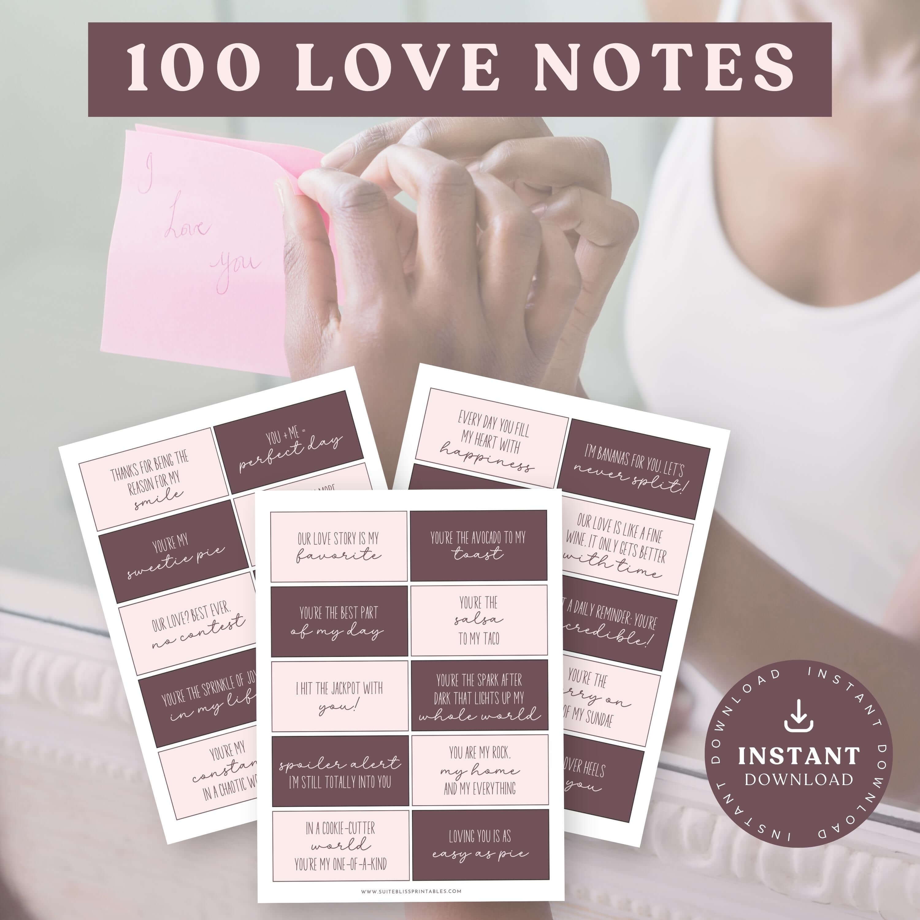 Printable Love Notes for Couples: Romantic Lunchbox Notes (PDF) - Etsy