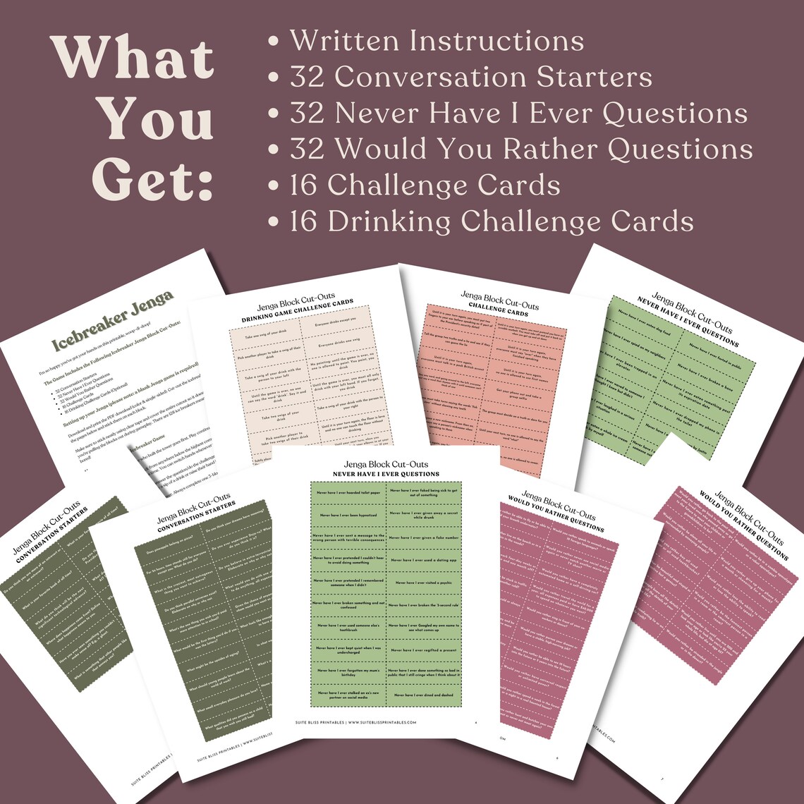 Printable Icebreaker Game. Tumbling Tower Game for Family Game Night or ...