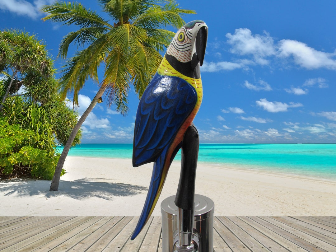 Wooden Blue Parrot Beer Tap Handle Sports Bar Kegerator Breweriana Tiki ...