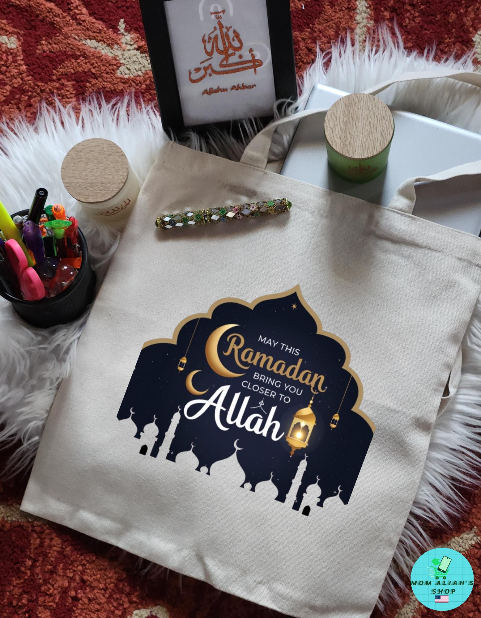 Ramadan Wishes Tote Bag, Islamic Holiday Gift, Reusable Shoulder Bag ...