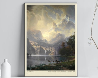 Among the Sierra Nevada Mountains Painting by Albert Bierstadt - Etsy