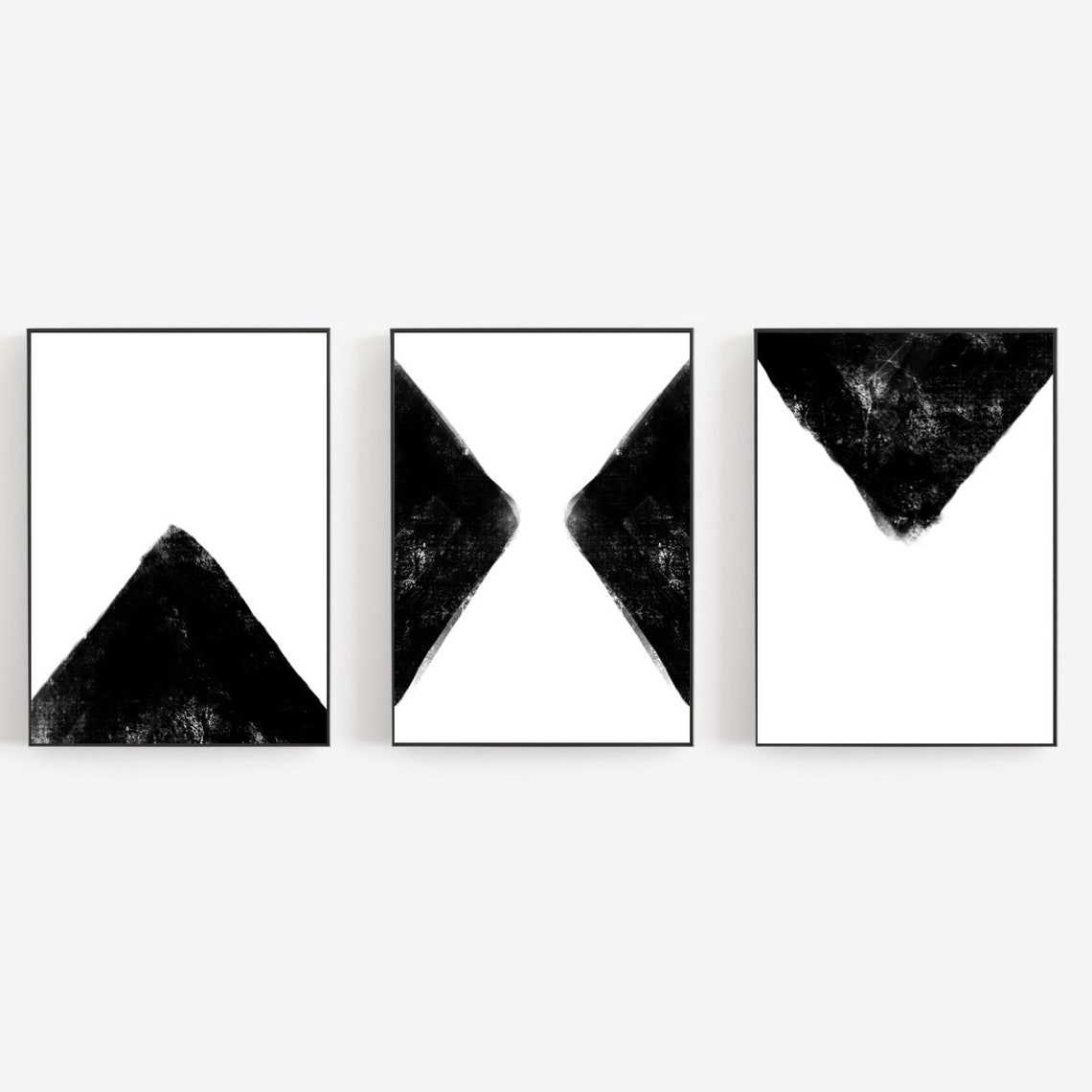 Triangle Geometric Print Wall Art Set of 3, Printable Digital B&W Art ...