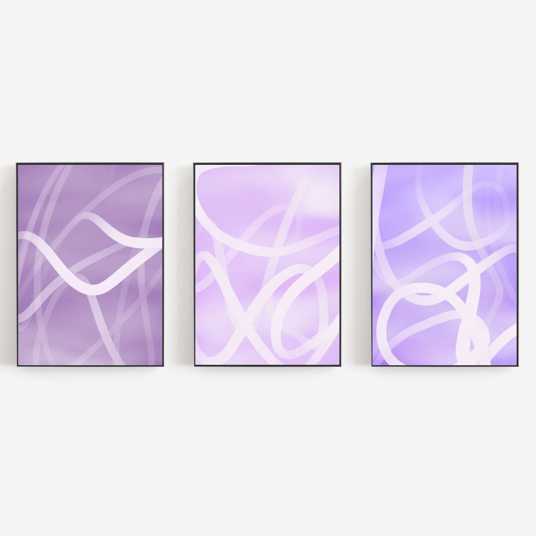 One Line Drawing Pastel Colours Set of 3 Abstract Art Prints, Digital ...
