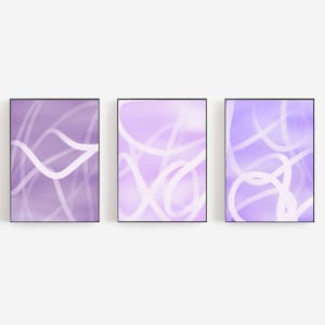 One Line Drawing Pastel Colours Set of 3 Abstract Art Prints, Digital ...