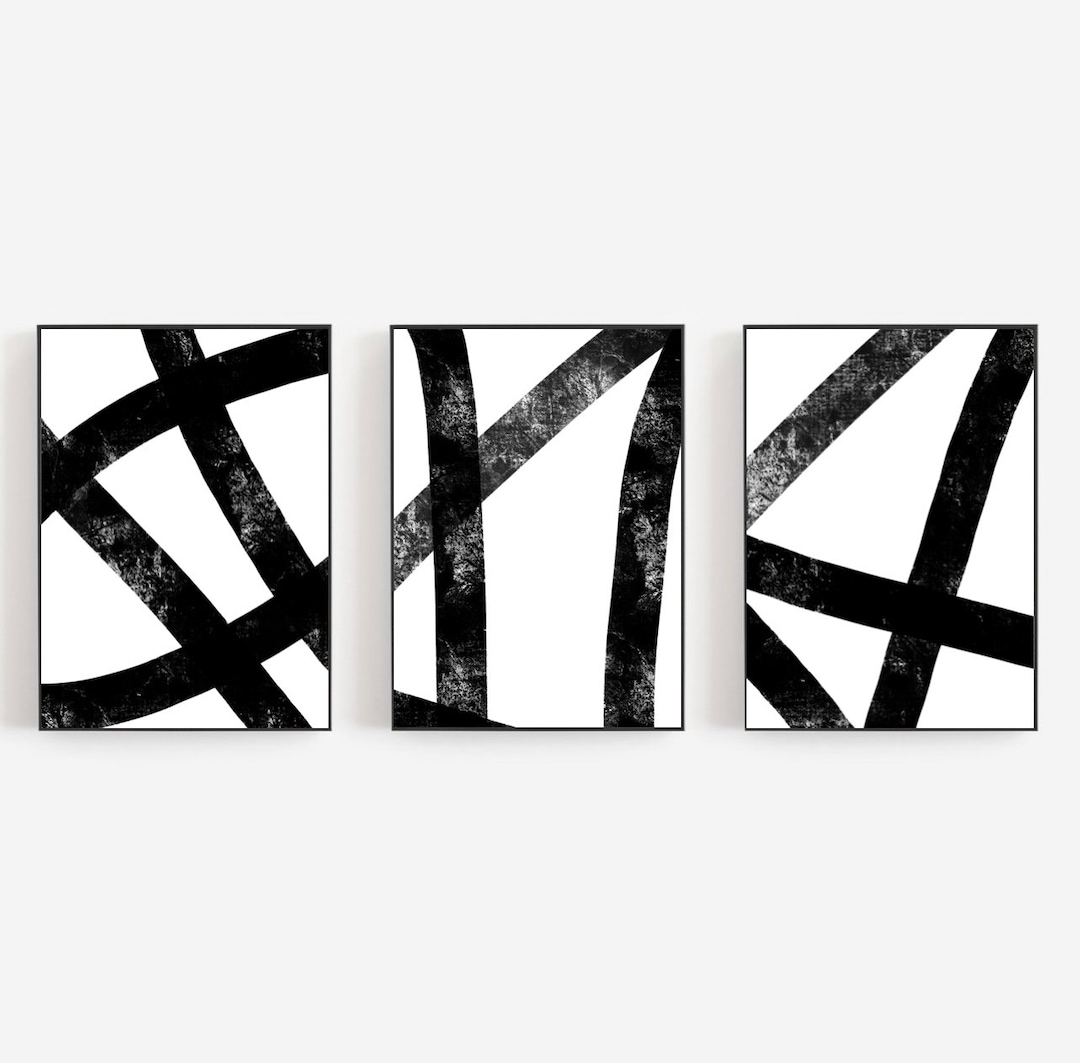 Black and White Abstract Line Art Prints: Minimalist Poster Set ...