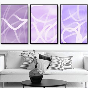 One Line Drawing Pastel Colours Set of 3 Abstract Art Prints, Digital ...