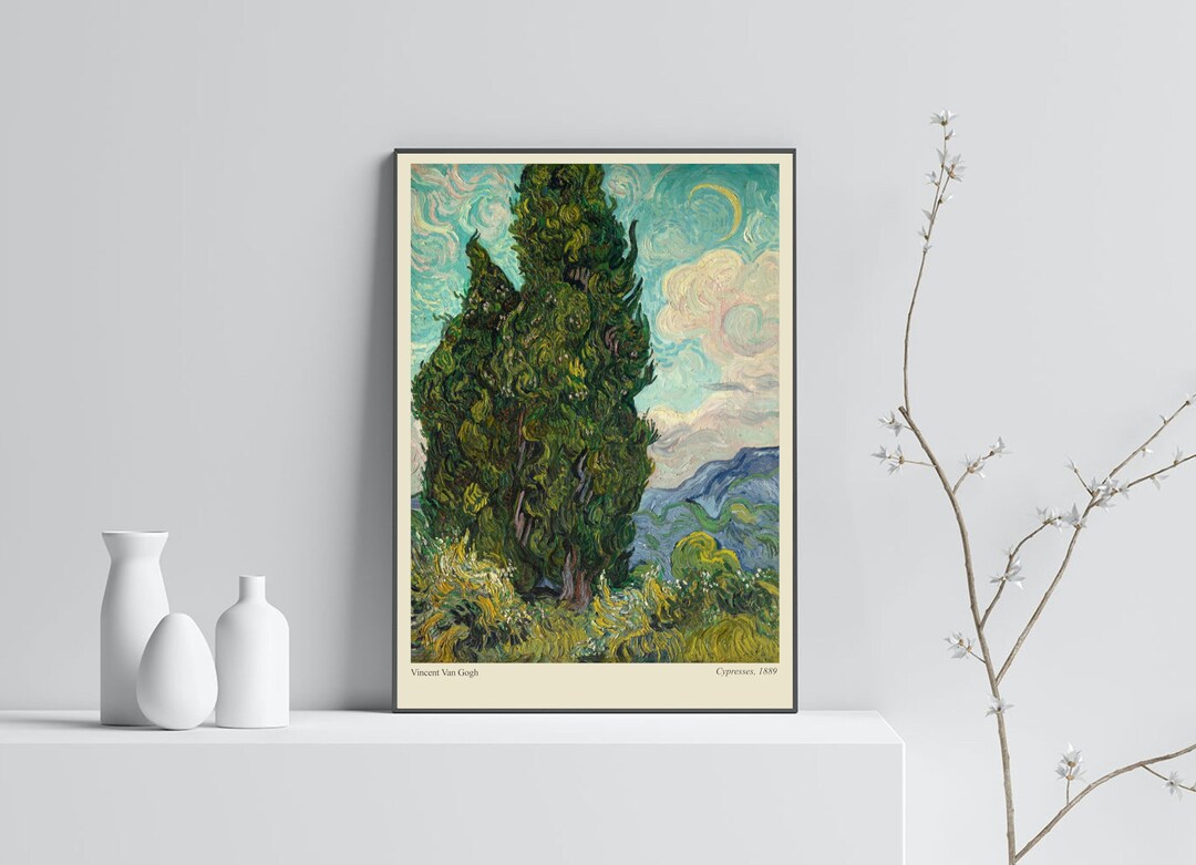 Van Gogh Art Prints Oil Paintings, Cypresses, 1889, Van Gogh Art Print ...