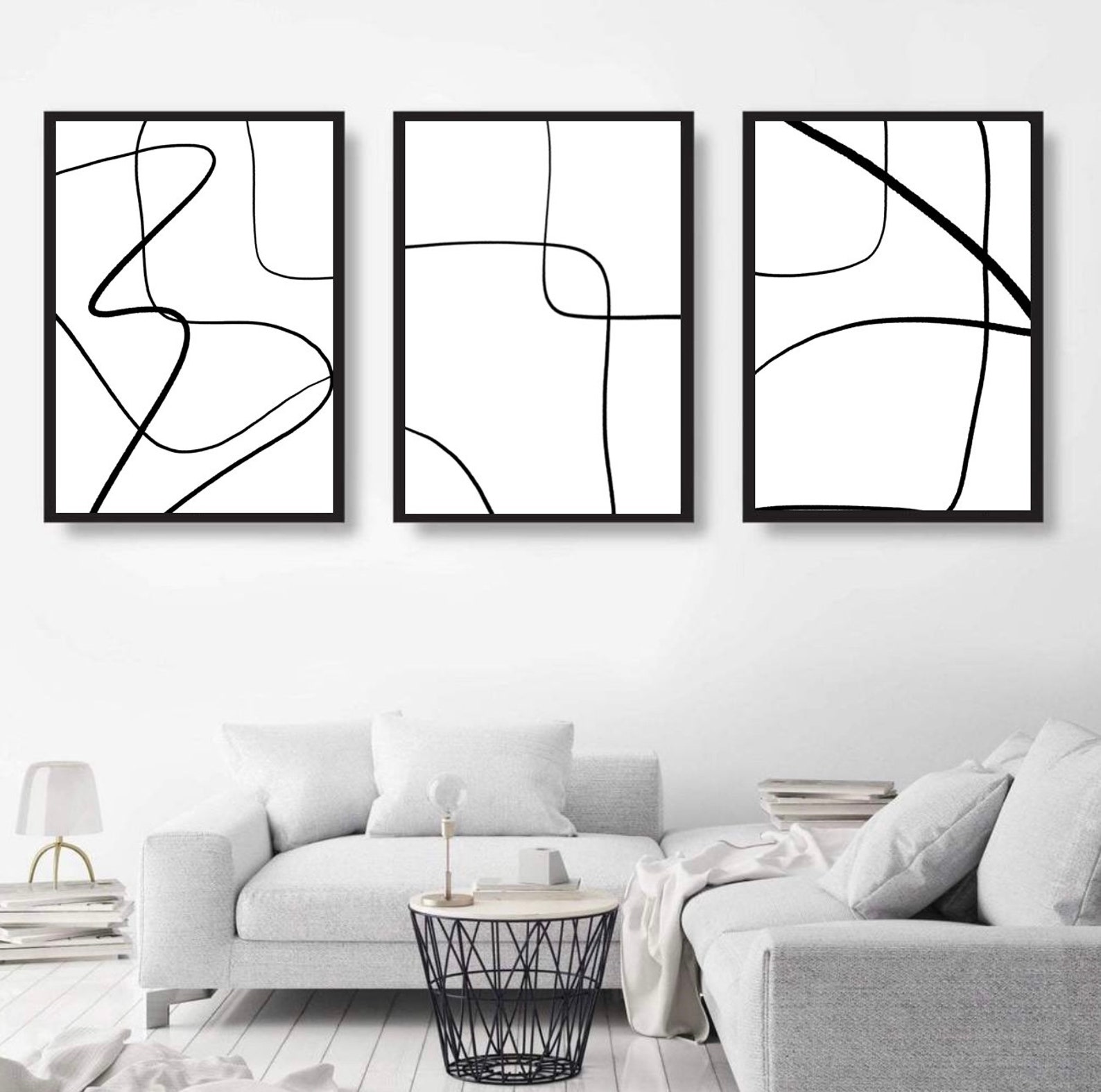 One Line Drawing Single Black Line Minimalist Set of 3 - Etsy